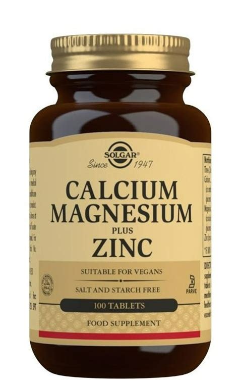 Solgar Calcium And Magnesium Plus Zinc 100 ტაბლეტი Veli Store