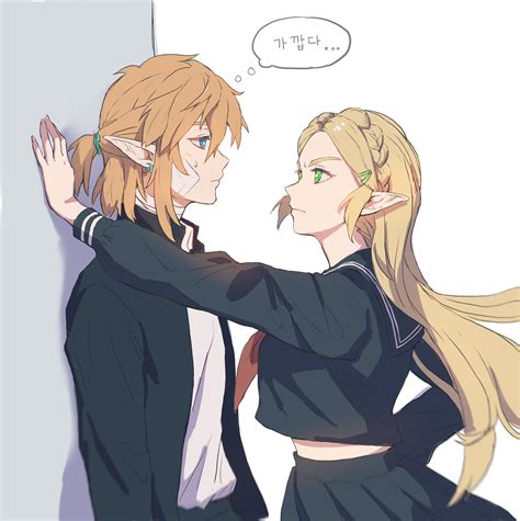 Link And Princess Zelda The Legend Of Zelda And 1 More Drawn By