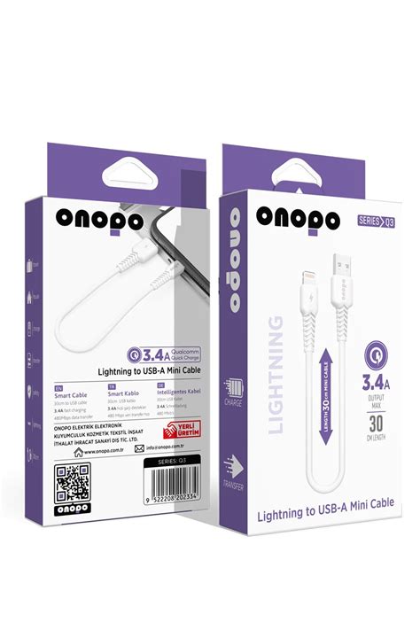 Onopo İphone Apple Uyumlu Kısa Kablo Lightning To Usb Mini Kablo 34a