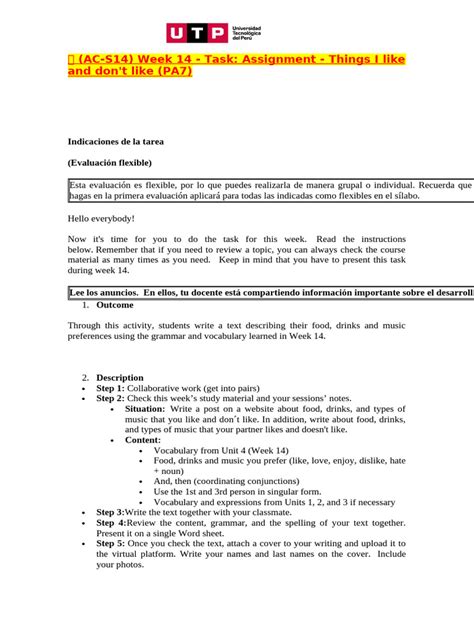 Ac S14 Week 14 Task Assignment Things I Like And Dont Like
