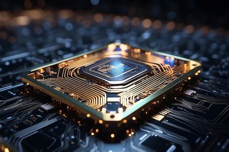 Futuristic Hightech Motherboard Cpu Processor Microchip Artificial Intelligence Digitalization