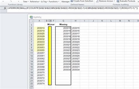 Identifying Missing Numbers In A Consecutive Series Microsoft Excel
