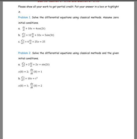 Solved Solve The Differential Equations Using Classical