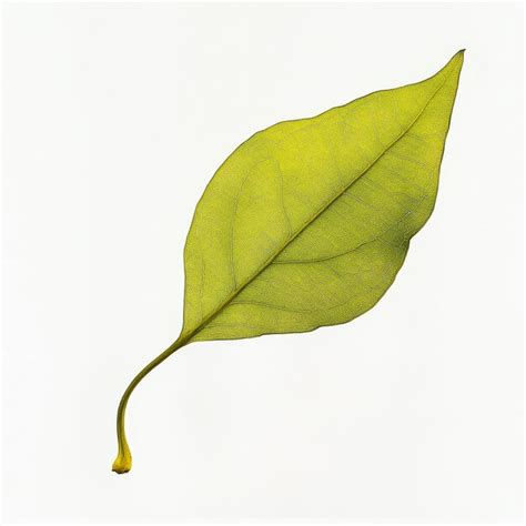 A Green Leaf With A Yellow Tip Is Shown On A White Background Premium