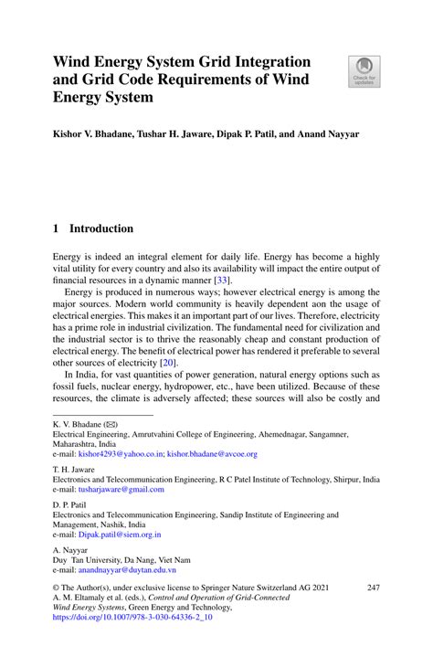 Pdf Wind Energy System Grid Integration And Grid Code Requirements Of