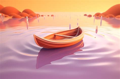 Premium Photo A Rowing Boat 3d