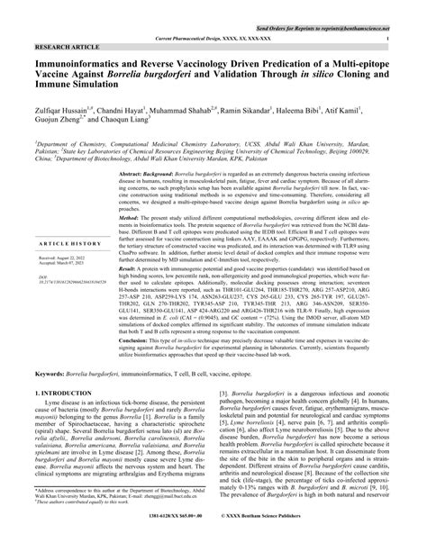 Pdf Immunoinformatics And Reverse Vaccinology Driven Predication Of A Multi Epitope Vaccine