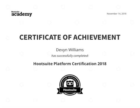I Got My Hootsuite Certification Devyn Williams