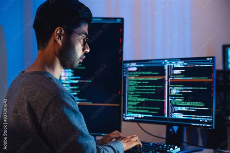Indian Software Development Working On Coding Computer Screen And