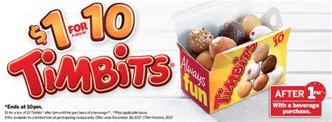 Tim Hortons Canada Holiday Promotions 10 Timbits For 1 With A