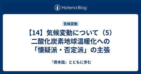 【14】気候変動について（5） 二酸化炭素地球温暖化への「懐疑派・否定派」の主張 『資本論』とともに歩む