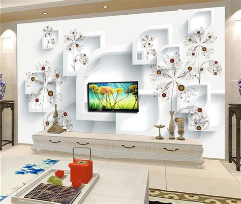 Home Decoration 3d Cubes Abstract Flowers European Background Wall