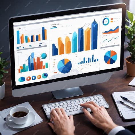 Man Is Standing In Front Of A Computer With A Graph On It Premium Ai Generated Vector