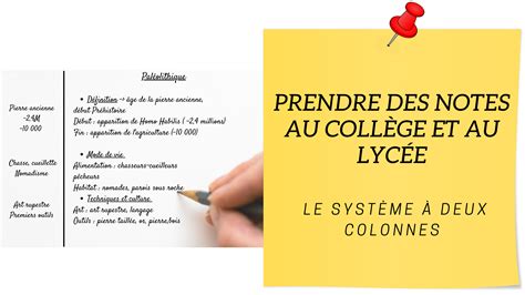 Prendre Des Notes Au Collège Et Au Lycée Le Système à Deux Colonnes