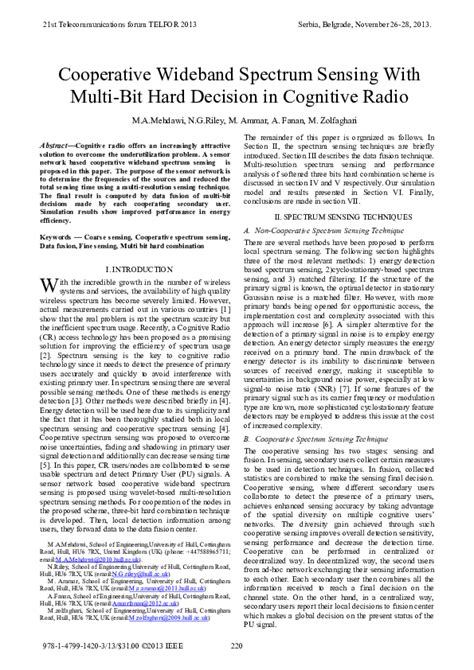 Pdf Cooperative Wideband Spectrum Sensing With Multi Bit Hard Decision In Cognitive Radio