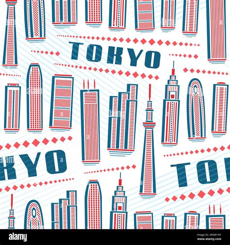 Vector Tokyo Seamless Pattern Square Repeating Background With