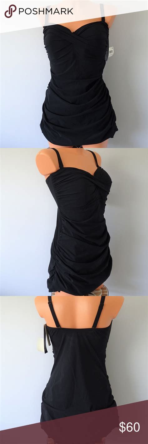 Profile By Gottex Black One Piece Bandeau Swimsuit Black One Piece