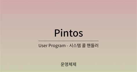 운영체제 구현 핀토스 2 시스템 콜 핸들러 코드너리
