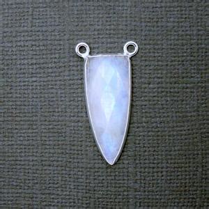 Rainbow Moonstone Dagger Shaped Double Bail Pendant Sterling Silver Bezel Charm Pendant S B