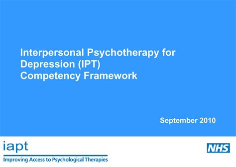 Interpersonal Psychotherapy For Depression Ipt Iapt