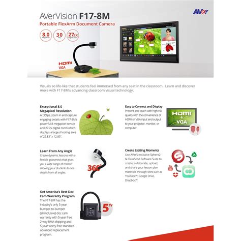 Avervision Visualizer F17 8m Visualiser Document Camera Projector