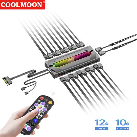 Bộ Hub Coolmoon MC10 Dùng Cho Fan Led ARGB Có Điều Tốc PWM