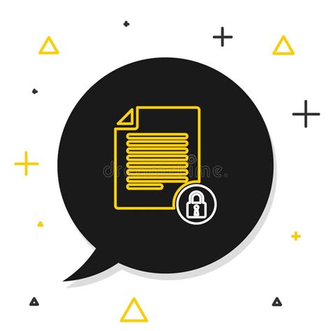 Line Document And Lock Icon Isolated On White Background File Format And Padlock Stock Vector