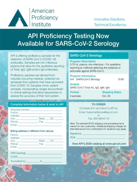 Fillable Online Api Proficiency Testing Now Available For Sars Cov 2
