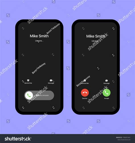 Iphone Call Screen Set Interface Slide To Royalty Free Stock Vector