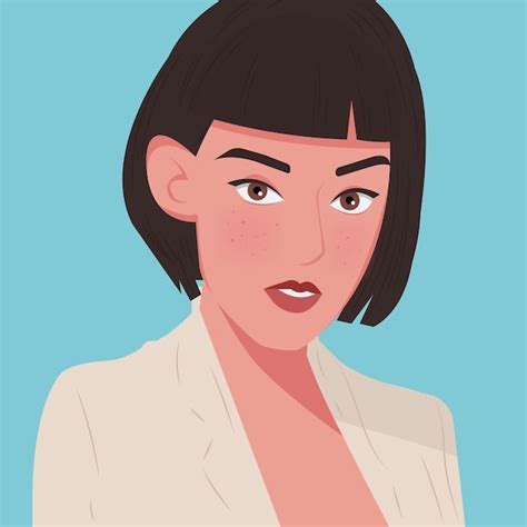 Premium Vector Beautiful Woman Short Hair Vector Illustration Portrait