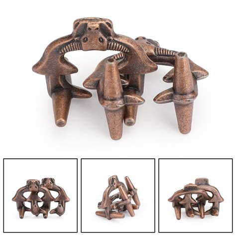H Vintage Alloy Cast Puzzle Box Metal Lock Toys Iq Mind Brain Teaser