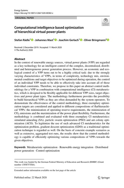 PDF Computational Intelligence Based Optimization Of Hierarchical