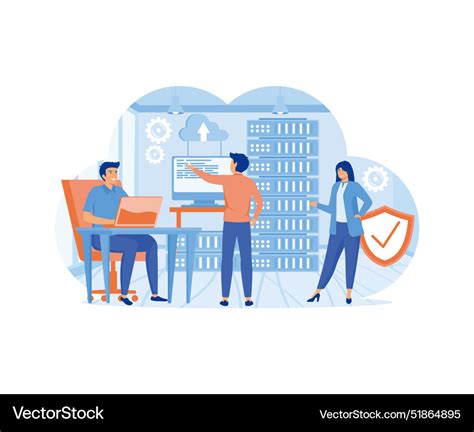 System Administrator Upkeeping Server Adjusting Vector Image