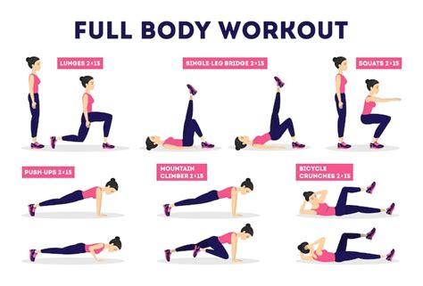 Premium Vector Full Body Workout Set Exercise For Woman