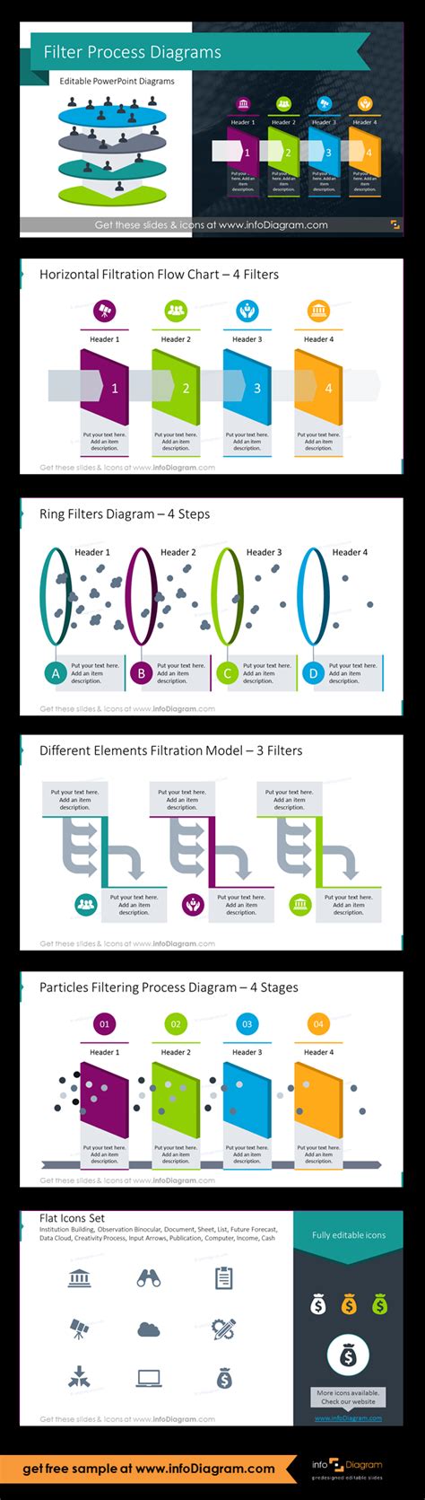 Process Diagrams With Filtering Procedure Flow Charts PPT Template Flow Chart Process