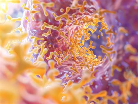 Abstract Close Up Of Colorful Branching Structures Resembling A Microscopic View Of Biological