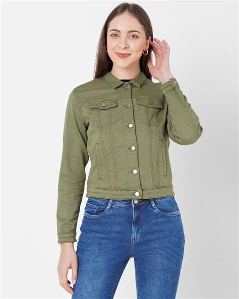 Slim Fit Denim Jacket With Slip Pockets Jiomart