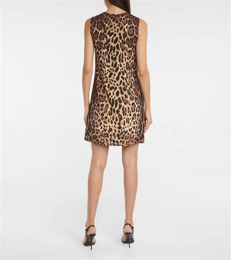 Dolceandgabbana Leopard Print Silk Cady Minidress Dolce And Gabbana