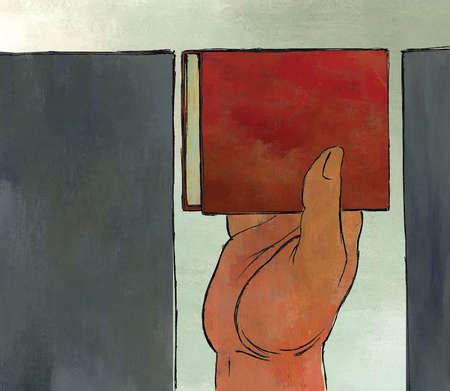 Stock Illustration Large Hand Bridging The Gap With Book