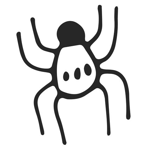 Spider Simple Line Drawing Black Outline Hand Drawn Vector On White Background Isolated