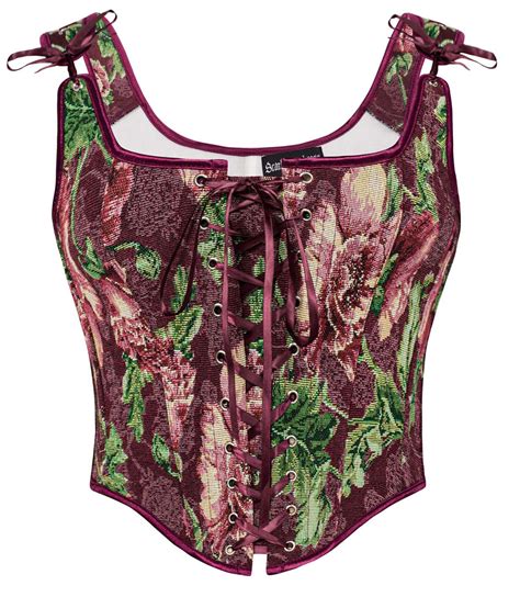 Scarlet Darkness Renaissance Costume Women Corset Top Vintage Floral