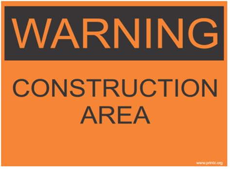 Warning Construction Area Sign