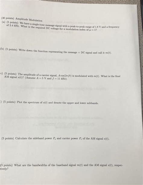 Solved 30 Points Amplitude Modulation A 5 Points We