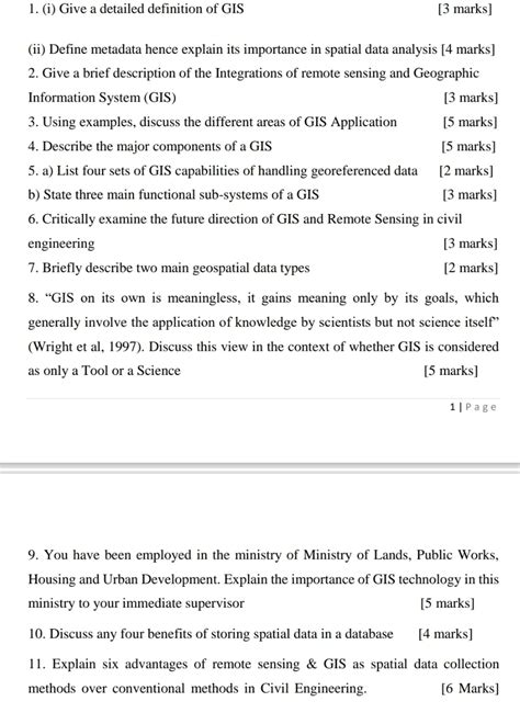 Solved I Give A Detailed Definition Of Gis 3 Marks I