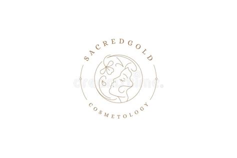 Elegant Beauty Woman Face With Blossom Flower Circle Outline Logo