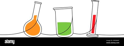 Laboratory Glass Equipment One Line Colored Continuous Drawing Round