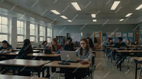 Premium Photo A Modern Classroom With Students Using Laptops And Tablets