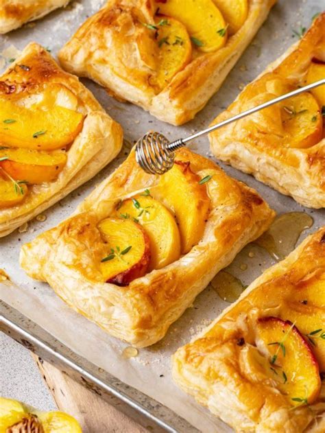 Peach And Brie Puff Pastry Tarts In 2024 Puff Pastry Tart Brie Puff