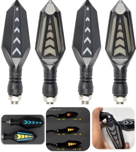4 pcs of bike led turn signal lamp sequential flowing indicator running