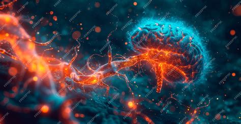 Premium Photo | Activity of neurons and synapses Neural connections in the brain axons ...